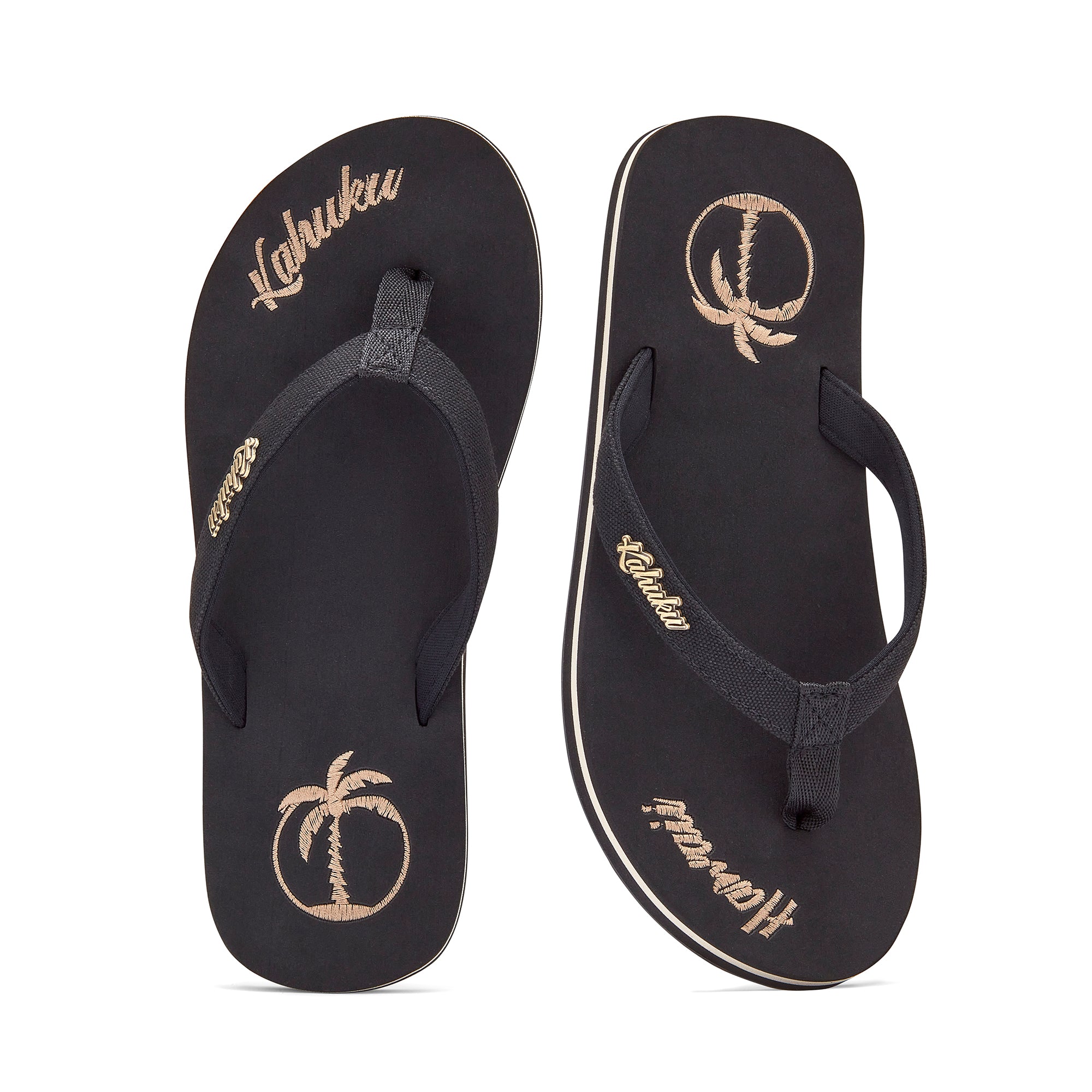 Slippahs Women's Flip-Flops - Black Palm – Kahuku UK